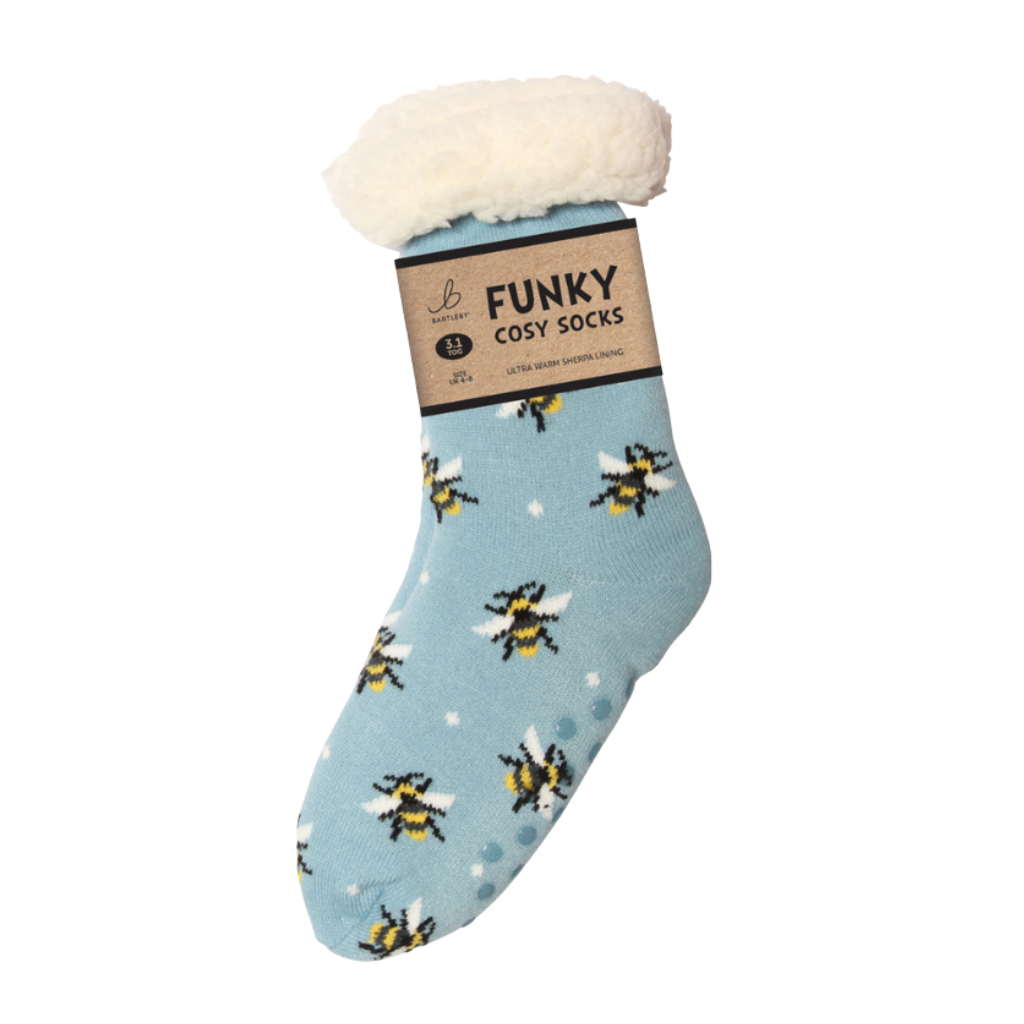 Sherpa Bumble Bees Slipper Socks (One Size 4-8) – Keep Cosy